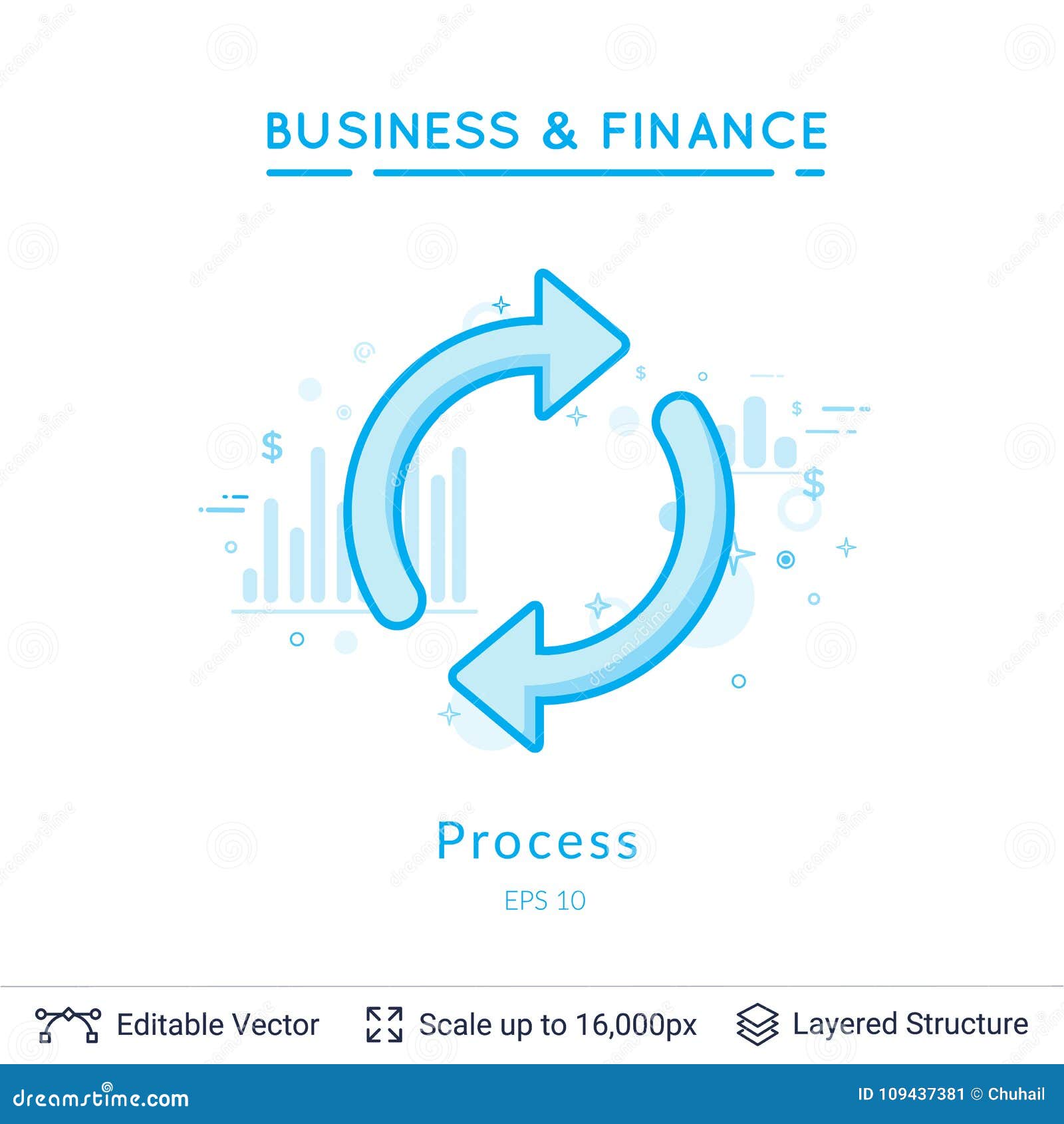 Process Arrows Symbol on White. Stock Vector - Illustration of simple ...