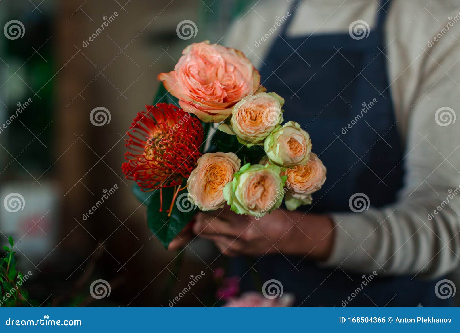 The Process of Assembling a Flower Bouquet. Stock Photo - Image of ...