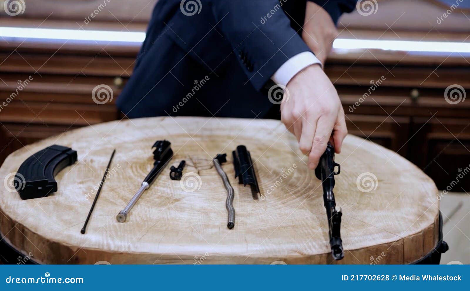 Process of Assembly of the Kalashnikov Rifle. Video Stock Photo - Image ...