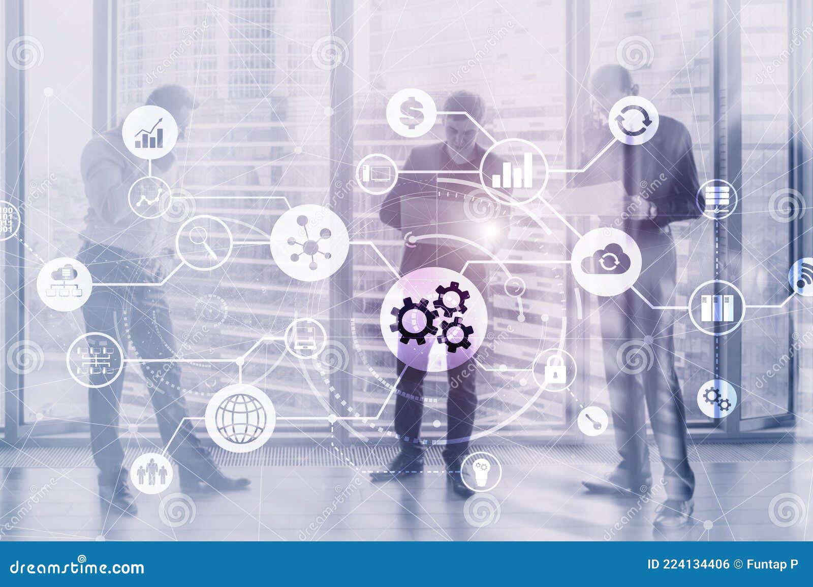 Process Automation Concept on Blurred Office and People Stock Photo ...
