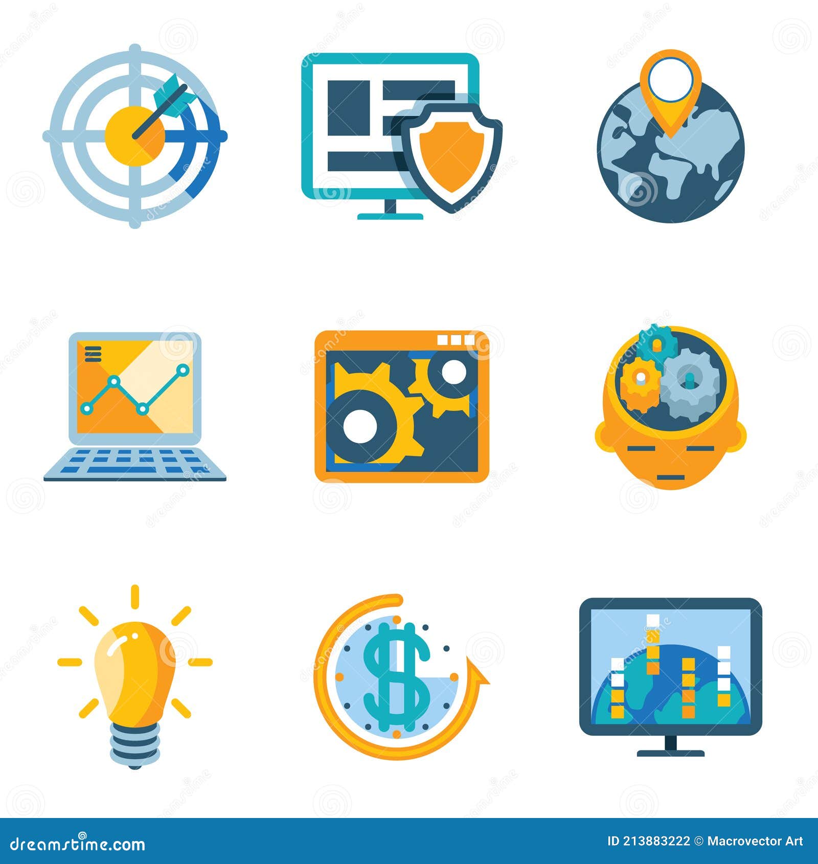 Process Automation and Increase Efficiency Icons Stock Vector ...