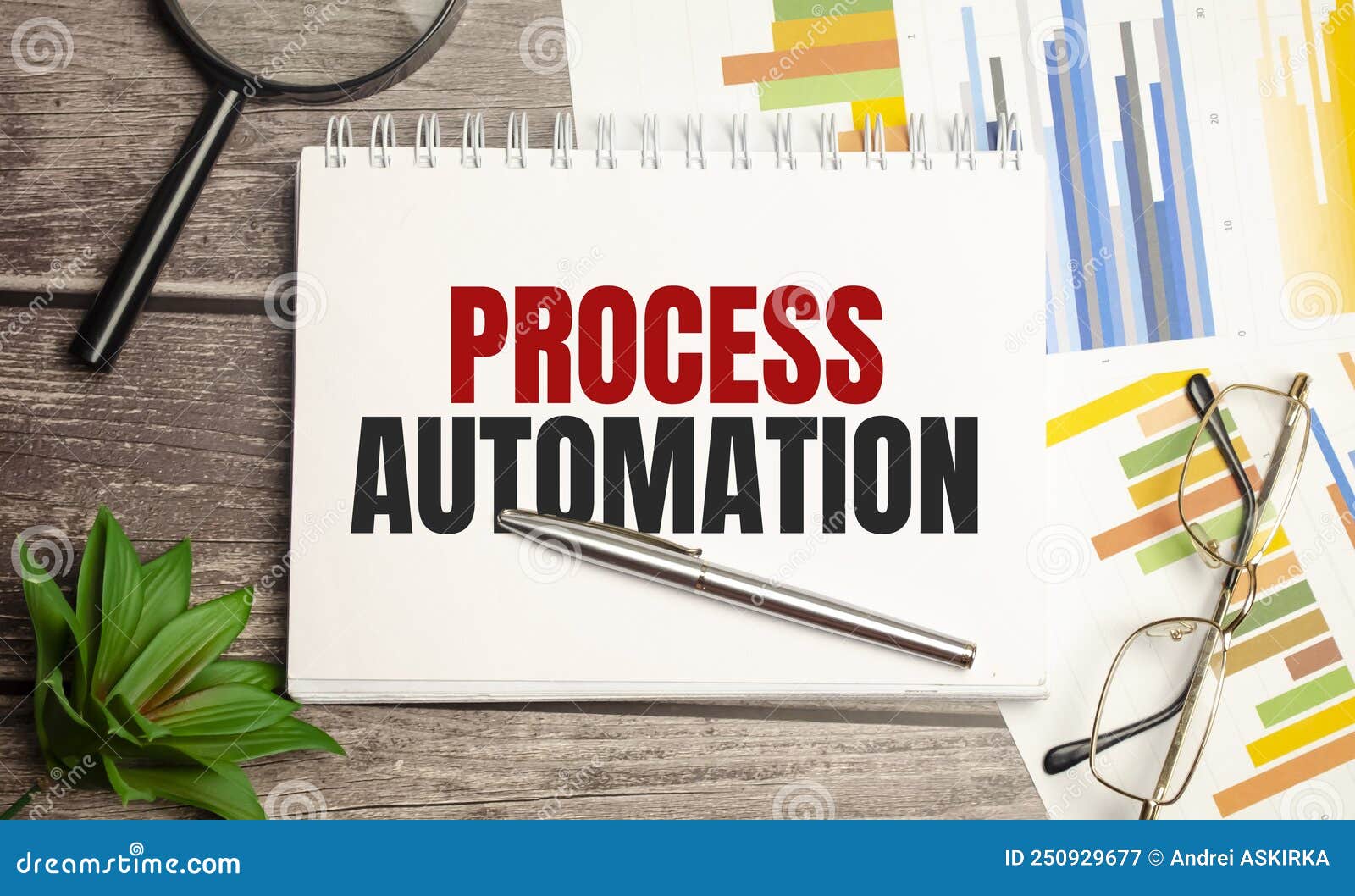 PROCESS AUTOMATION Text on Diary and Magnifier Stock Image - Image of ...