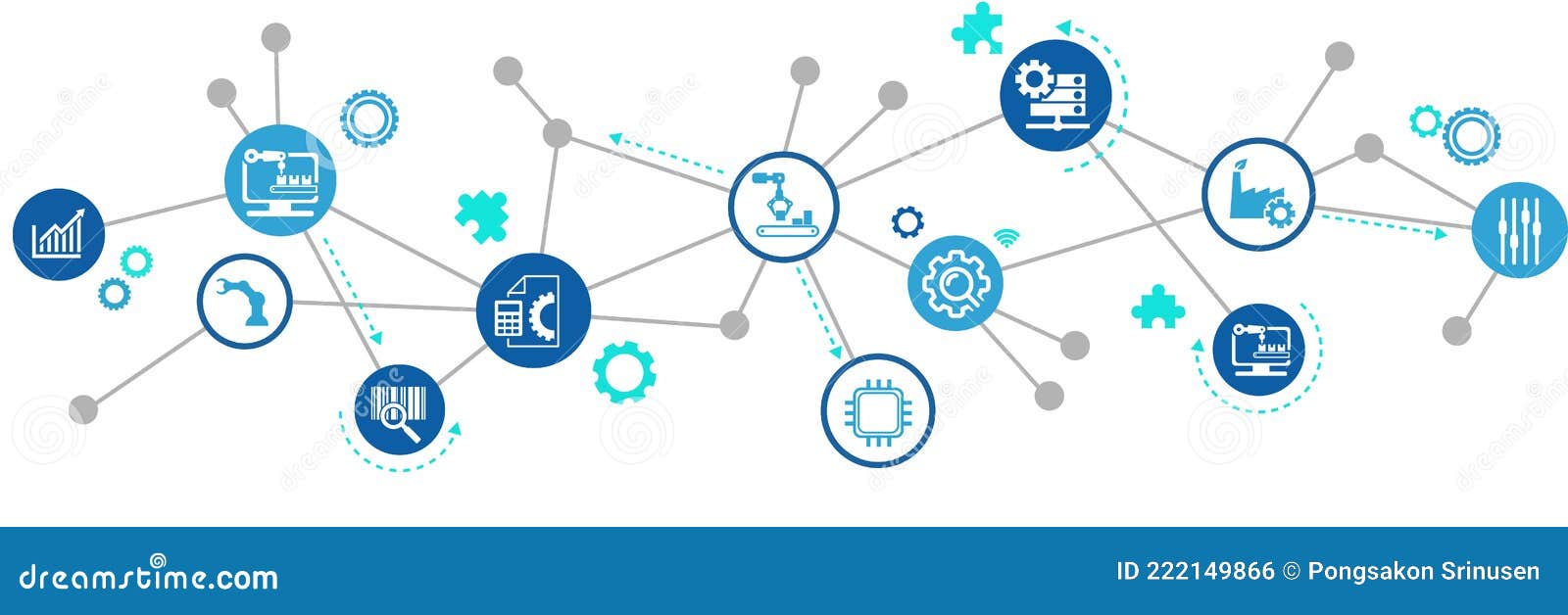 Process Automation Vector Illustration. Concept with Connected Icons ...