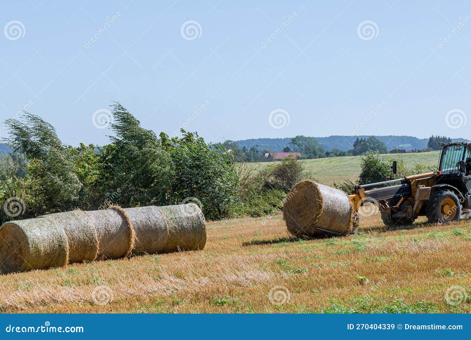 The Process of Baling Straw with Balers. Modern Technology. Stock Image ...