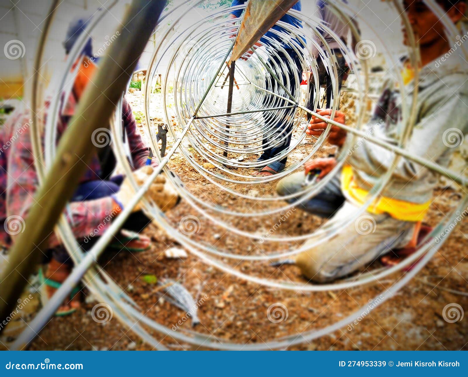 Process of Barbed Wire Work for Yard Security ? Stock Image - Image of ...