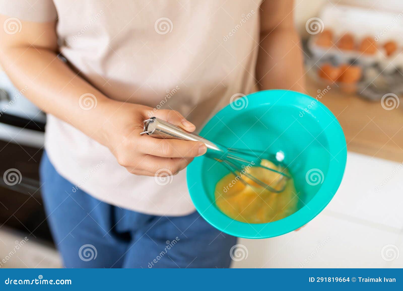 The Process of Beating Eggs in an Omelet Bowl Stock Photo - Image of ...