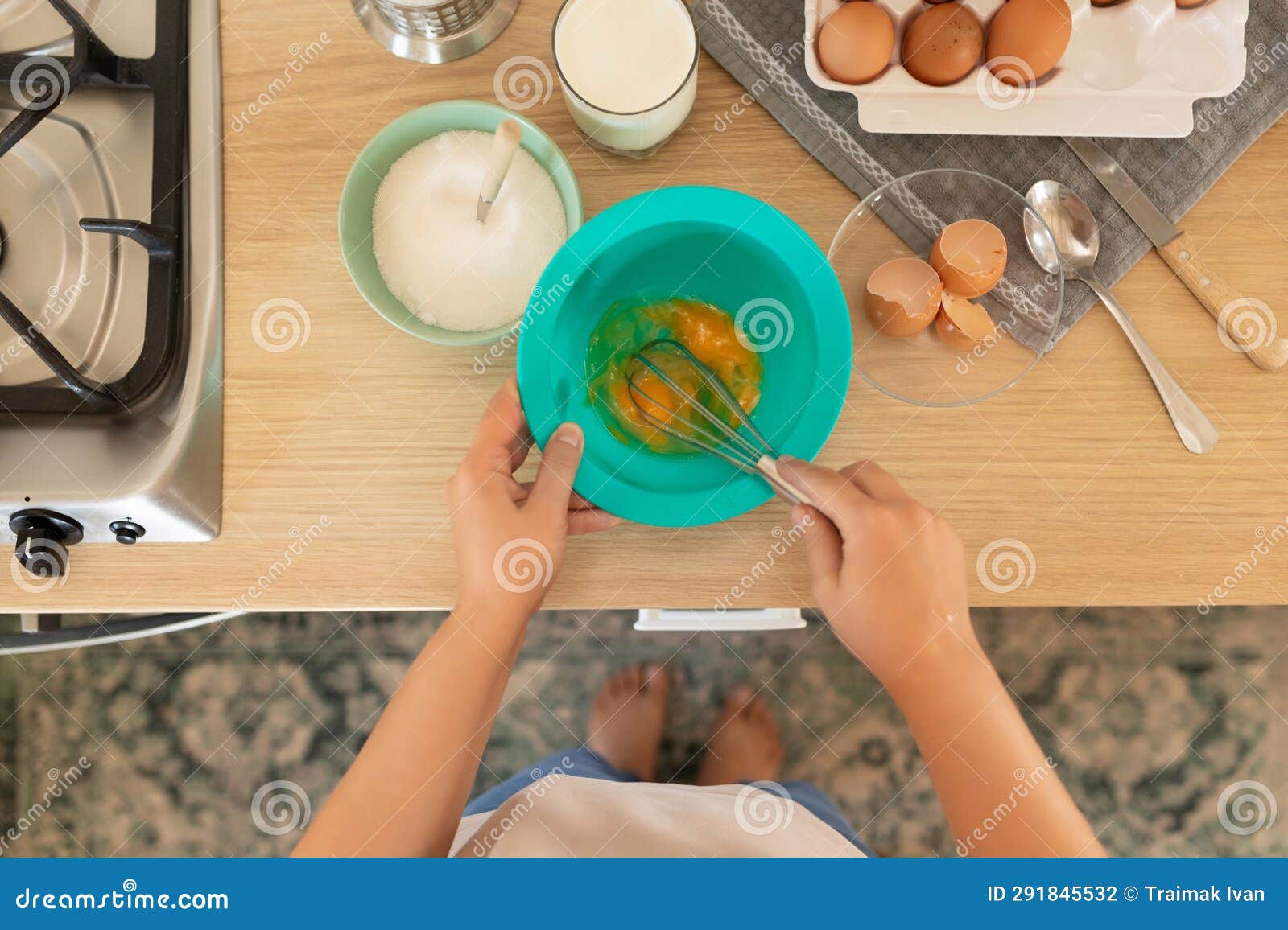 The Process of Beating Eggs in an Omelet Bowl Stock Photo - Image of ...