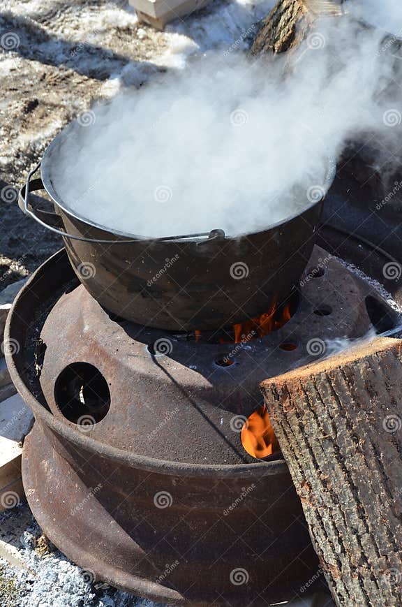 Preparing Maple Syrup stock image. Image of iron, vapour - 30208197