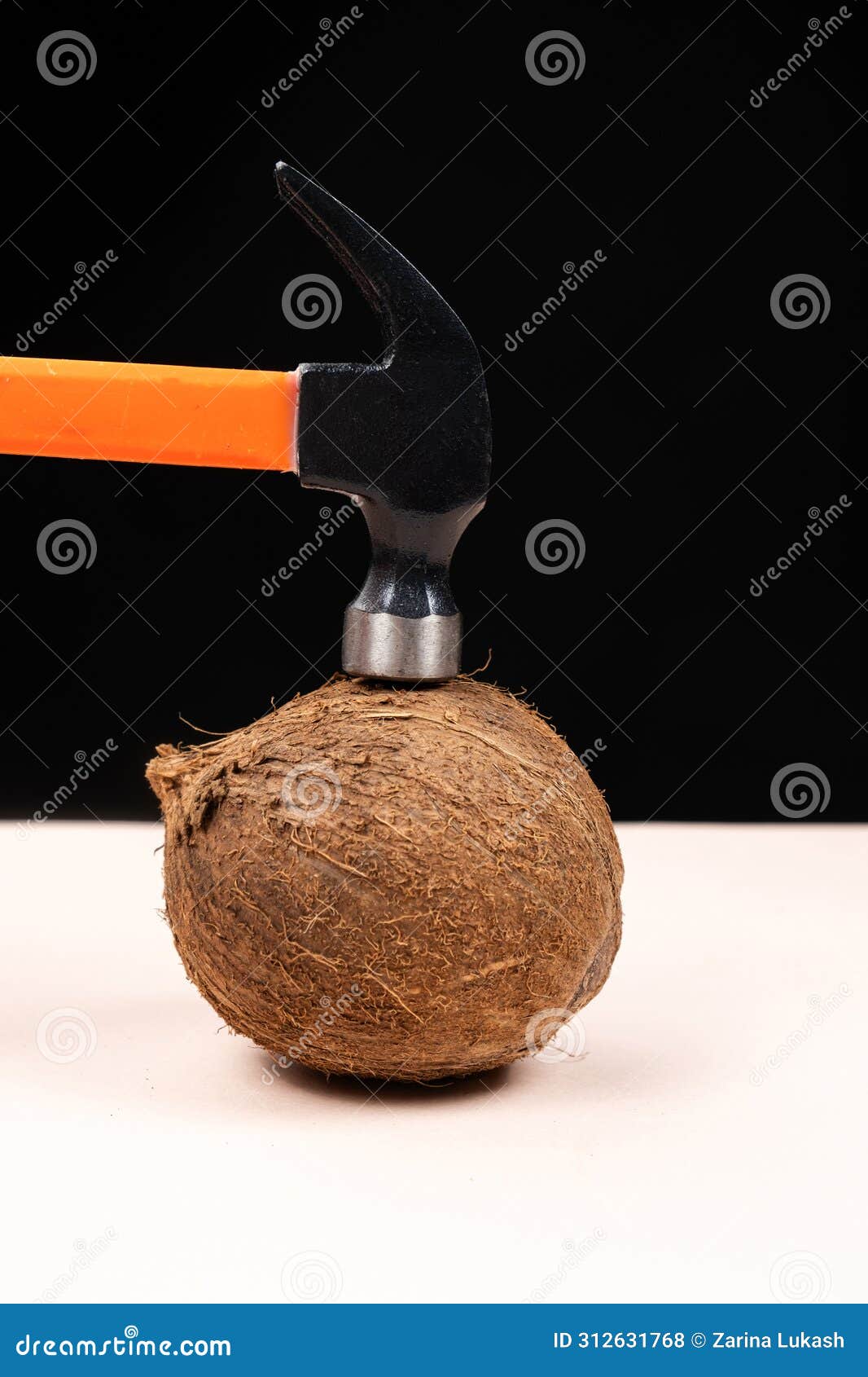 The Process of Breaking a Coconut with a Hammer. Ways To Open a Coconut ...