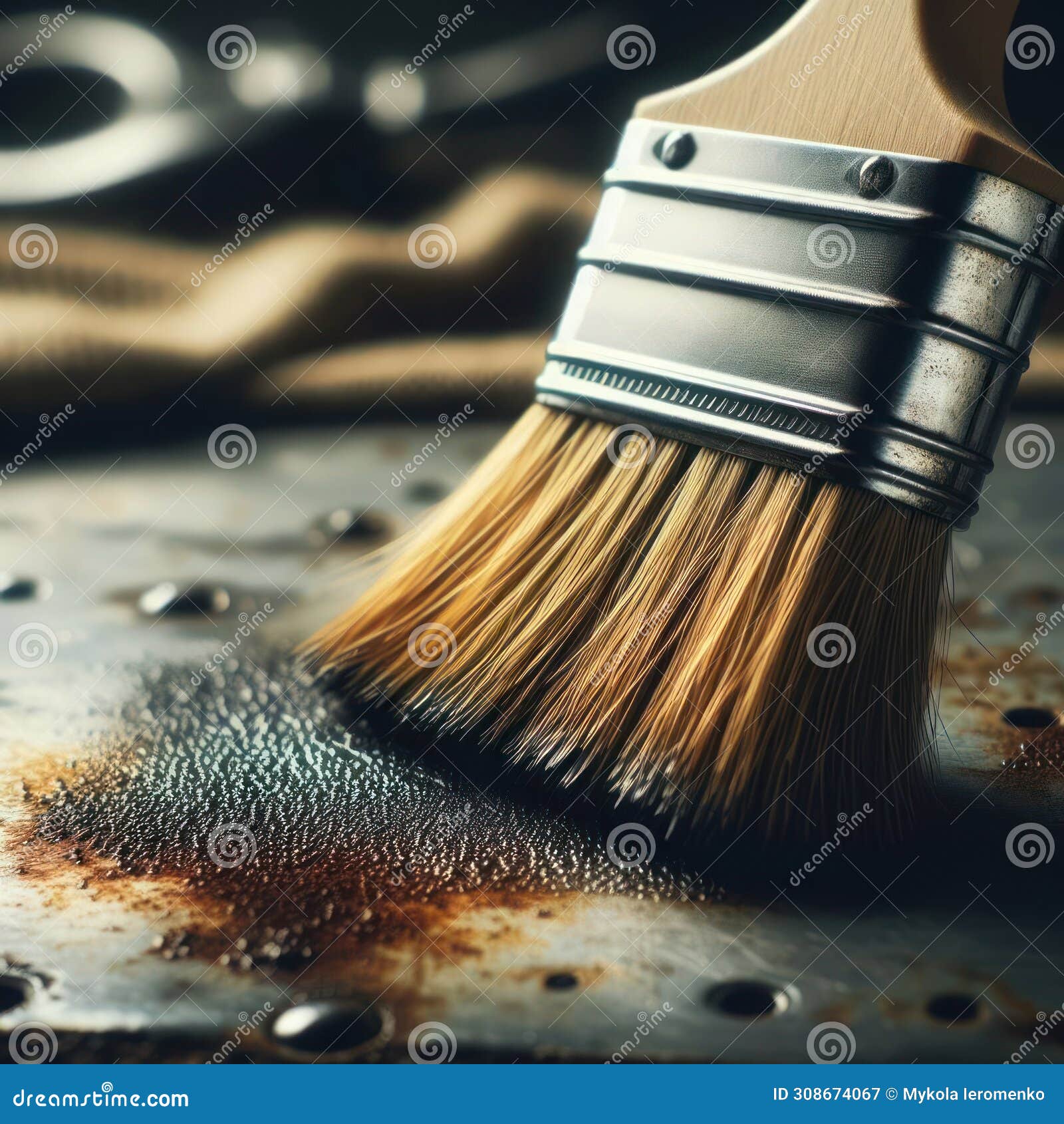 The Process of Brushing a Rusty Metal Surface, Close-up. Stock Image ...