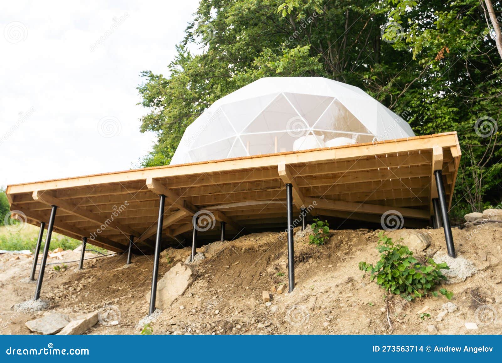 The Process of Building a Dome Tent in the Mountains Stock Photo ...
