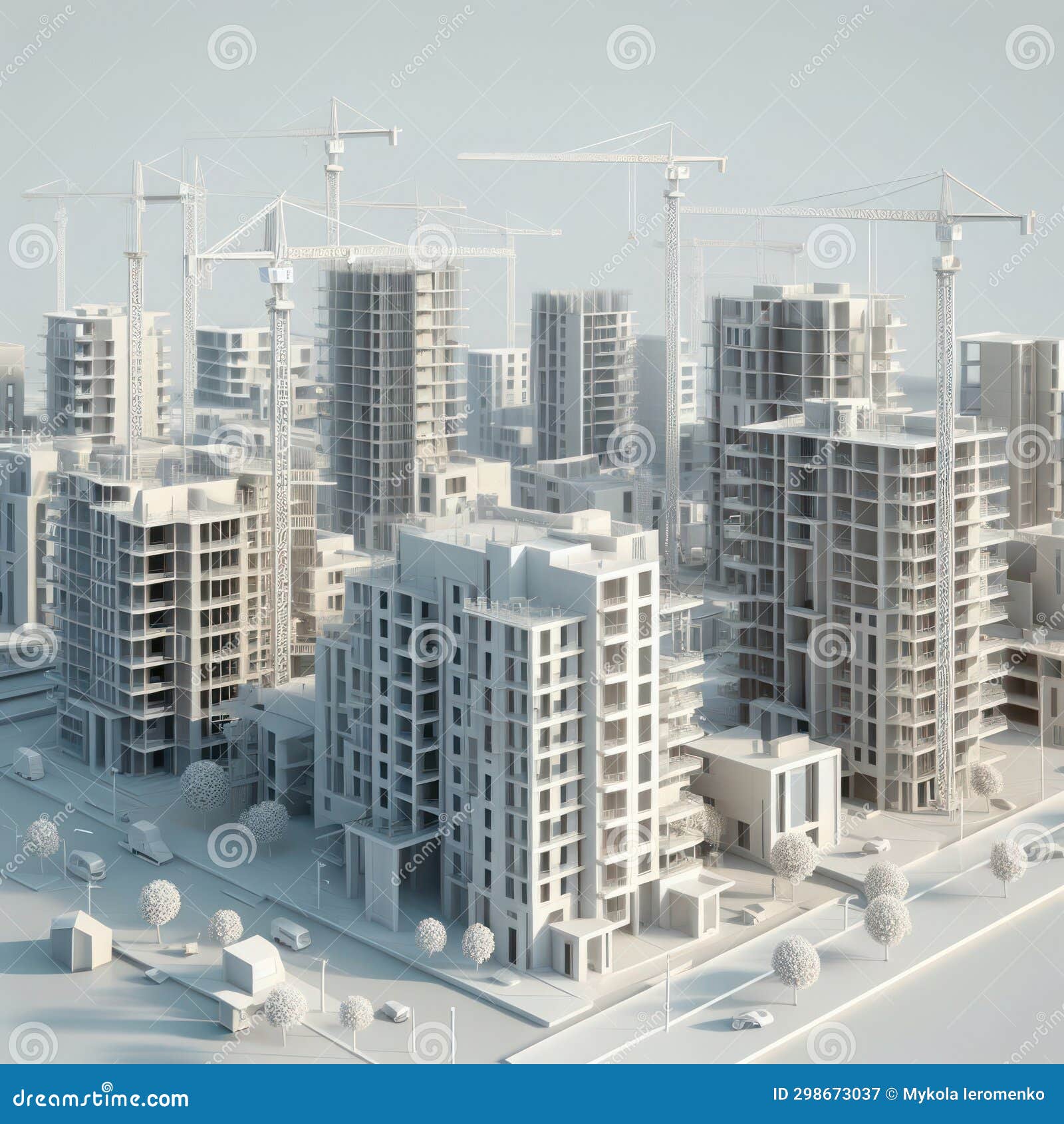The Process of Building High-rise Buildings. Stock Illustration ...