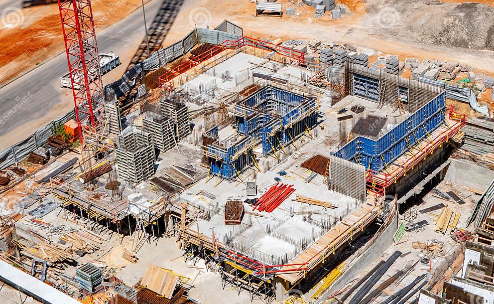 He Process of Building a Multi-storey Building, Pouring Concrete ...