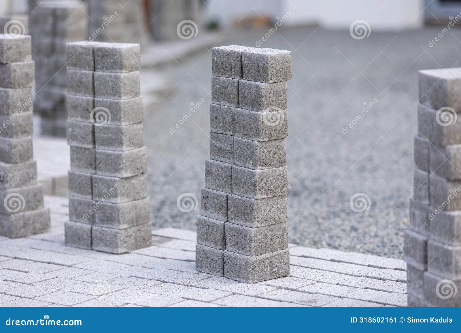 Process of Building New Path Made from Concrete Blocks, Interlocking ...