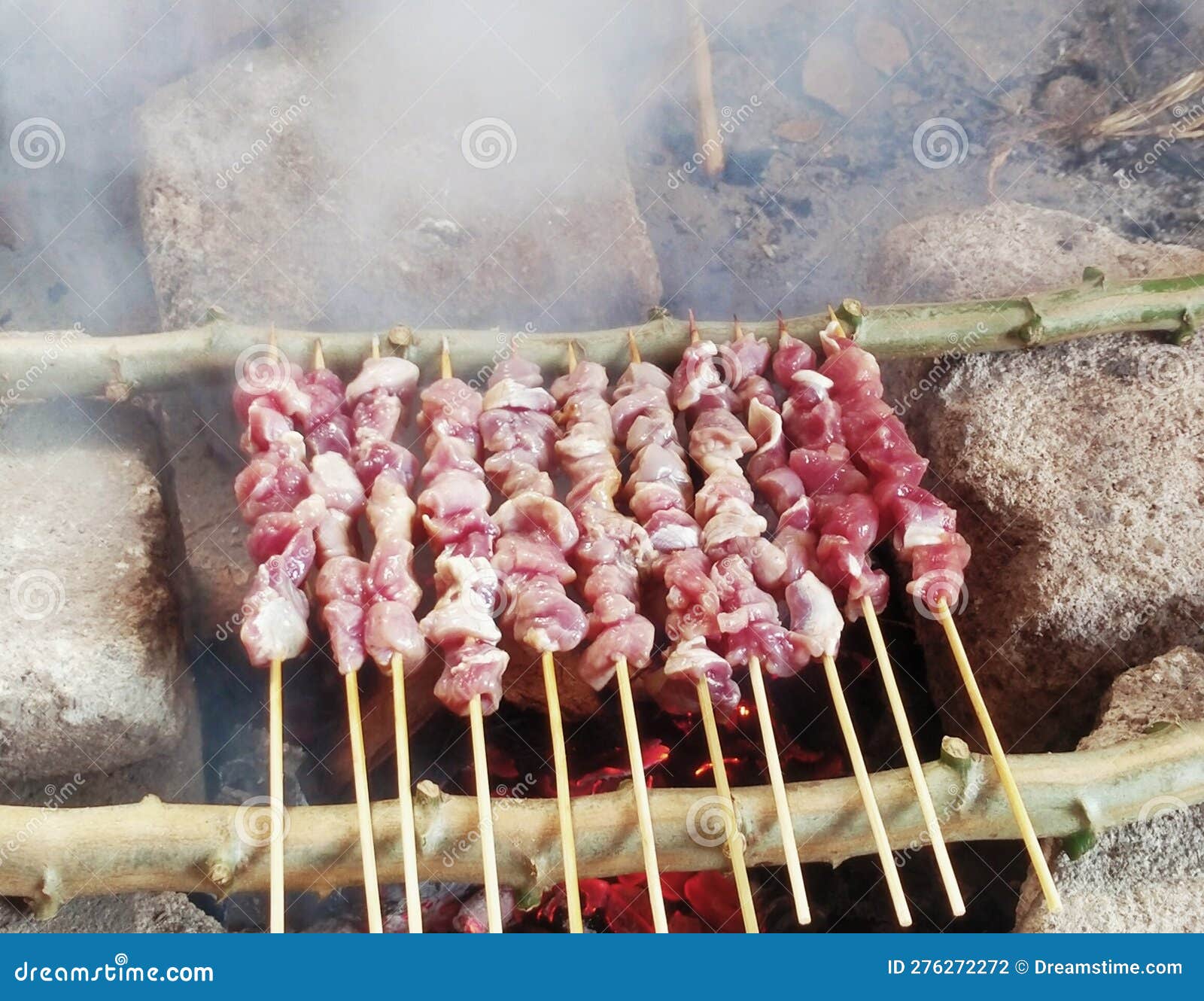 Process of Burning Fresh Goat Satay Stock Photo - Image of goat ...