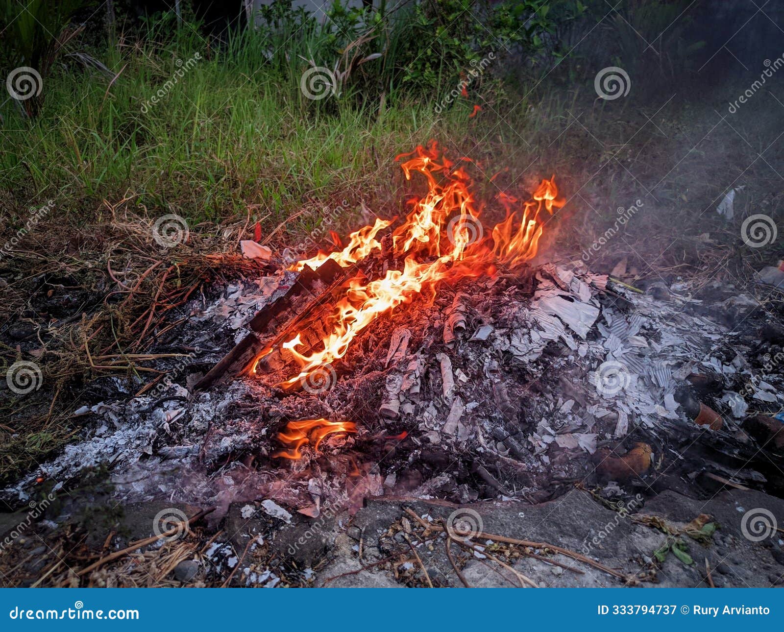 The Process of Burning Garbage with a Blazing Fire. Stock Image - Image ...