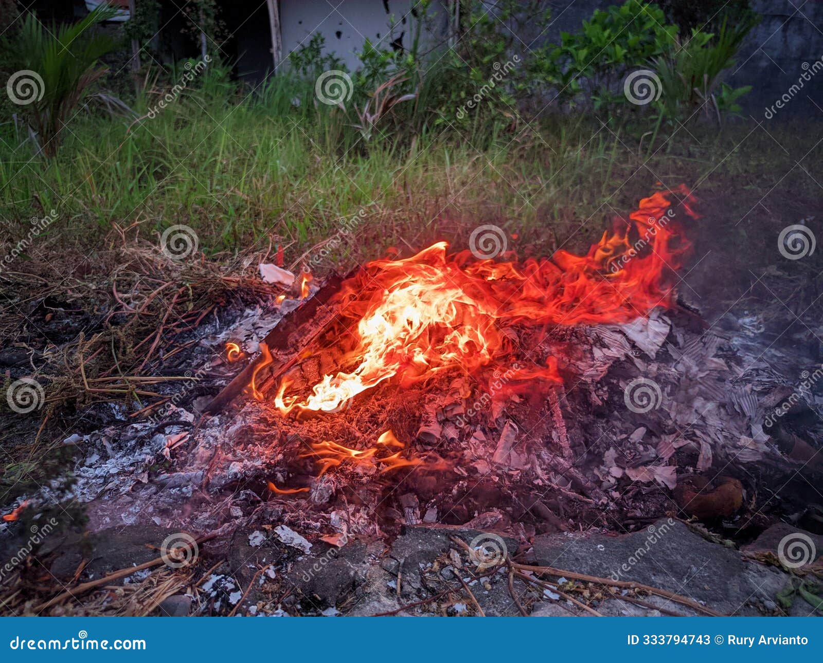The Process of Burning Garbage with a Blazing Fire. Stock Image - Image ...