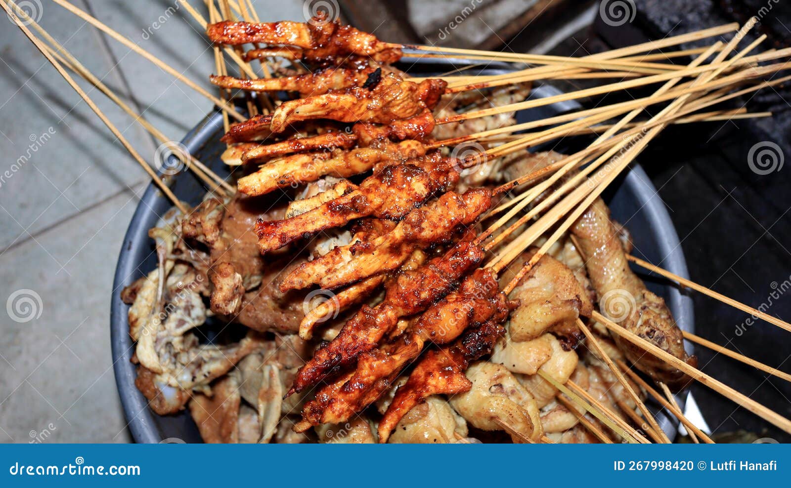 The Process of Burning Satay on the Burning Coals Stock Photo - Image ...