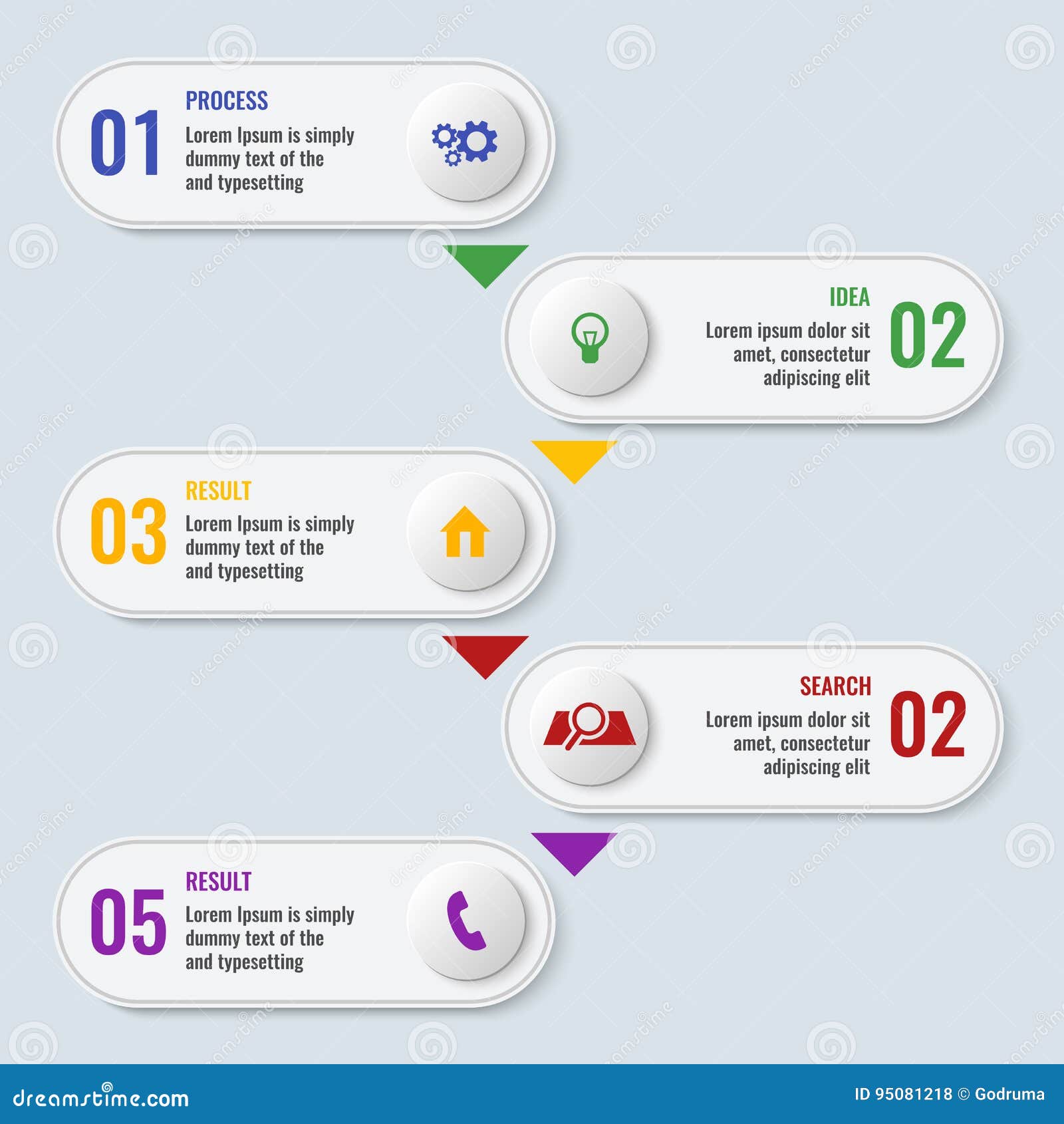 Process Business Chart with Five Steps in Long Shape Stock Vector ...