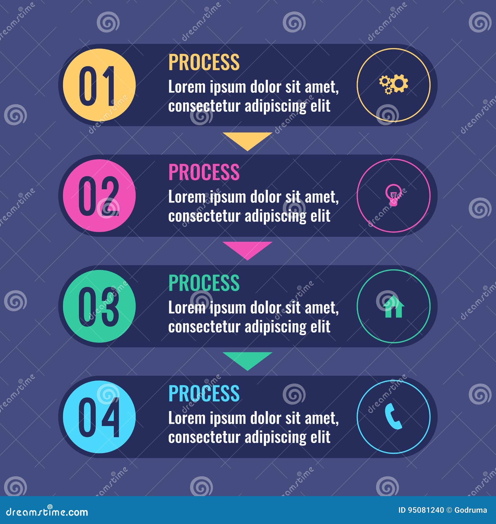 Process Business Infographic Chart with Steps Going One after Another ...