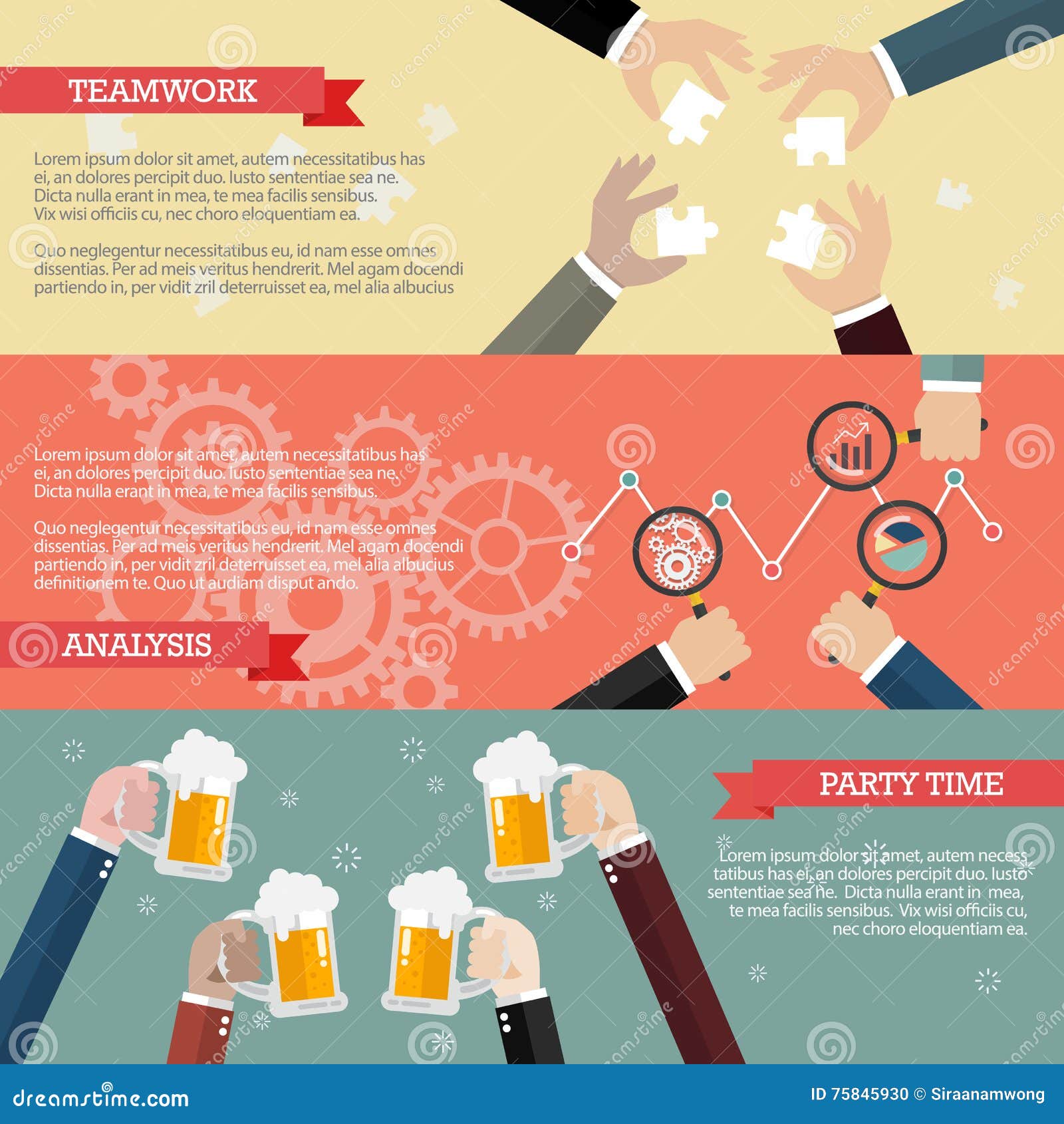 Process of Business Teamwork Infographic Stock Vector - Illustration of ...