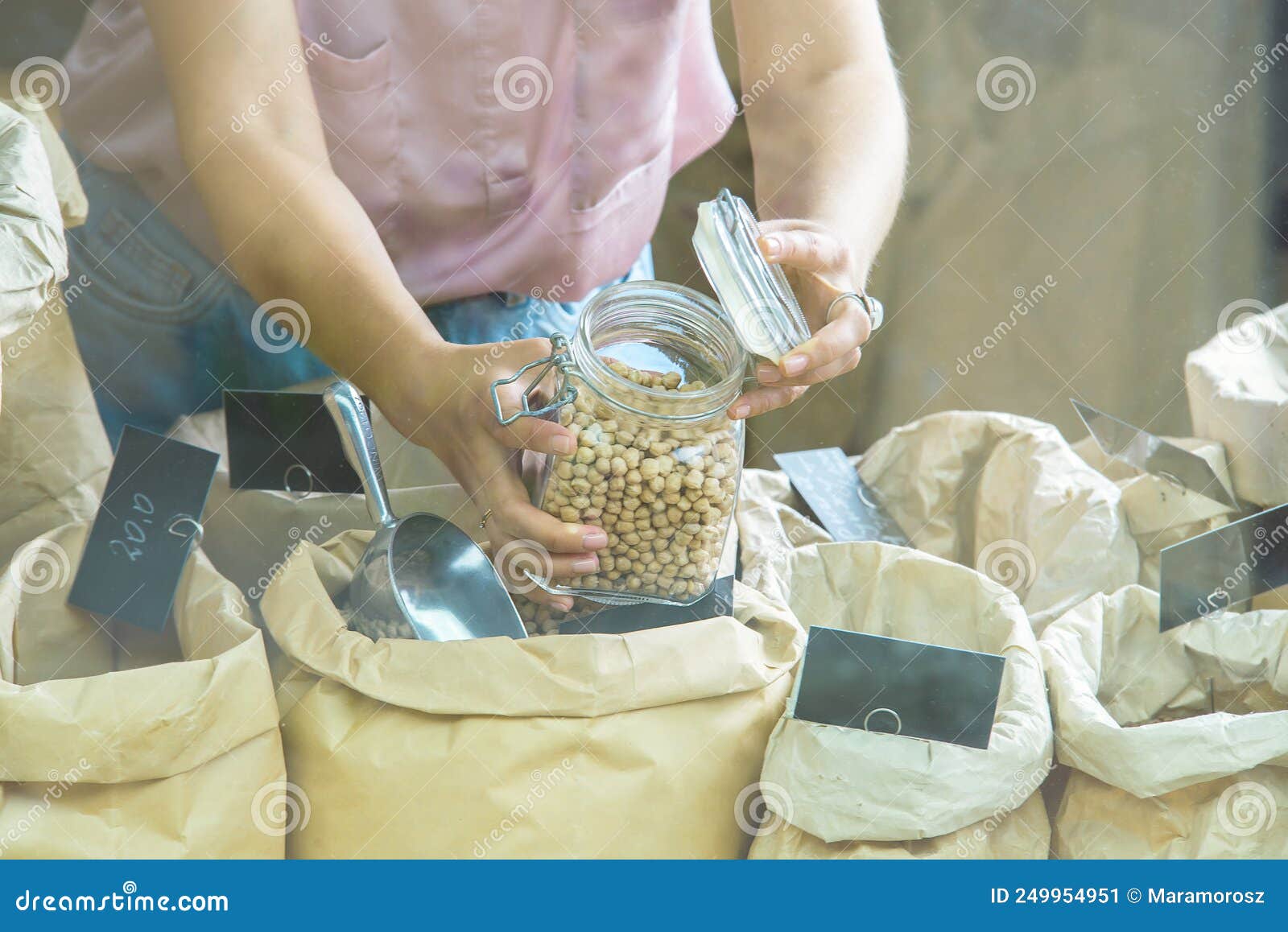 The Process of Buying Products in a Store without Plastic Stock Image ...