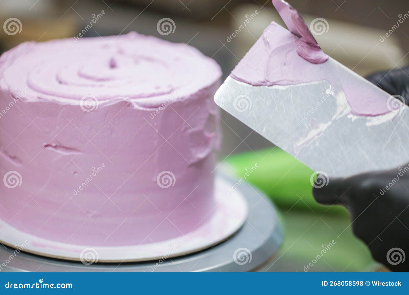 Process of Cake Baking with a Pastry Chef Using Spatula Scraper To ...