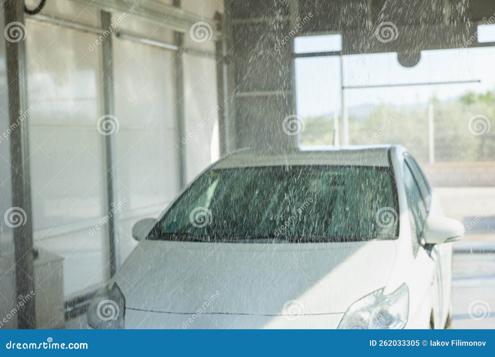 Process of Car Washing with Driver Inside Stock Image - Image of spray ...