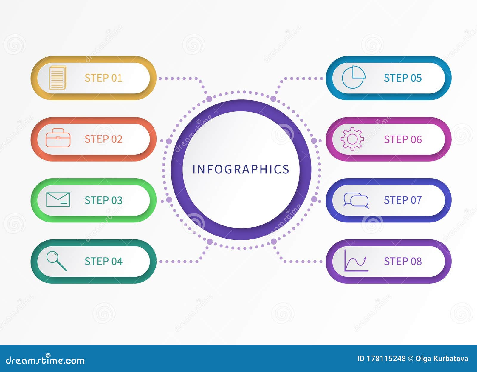 Process Chart. Business Data with Options Paper Steps Label and ...
