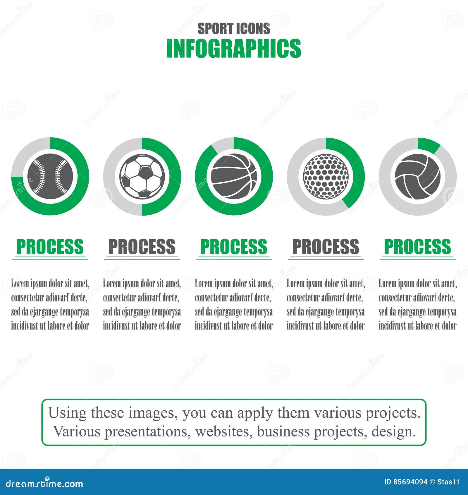 Process Chart. Business Data. Set of Sport Icons Stock Illustration ...