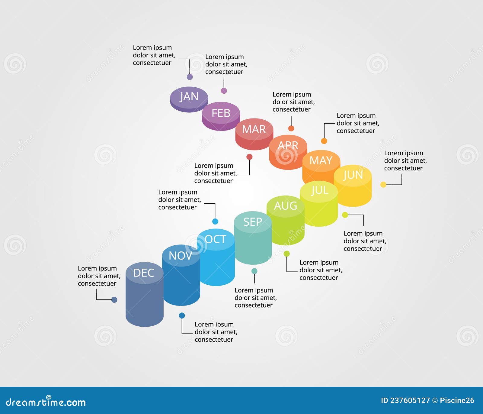 Process Chart Template for Infographic for Presentation for 12 Months ...