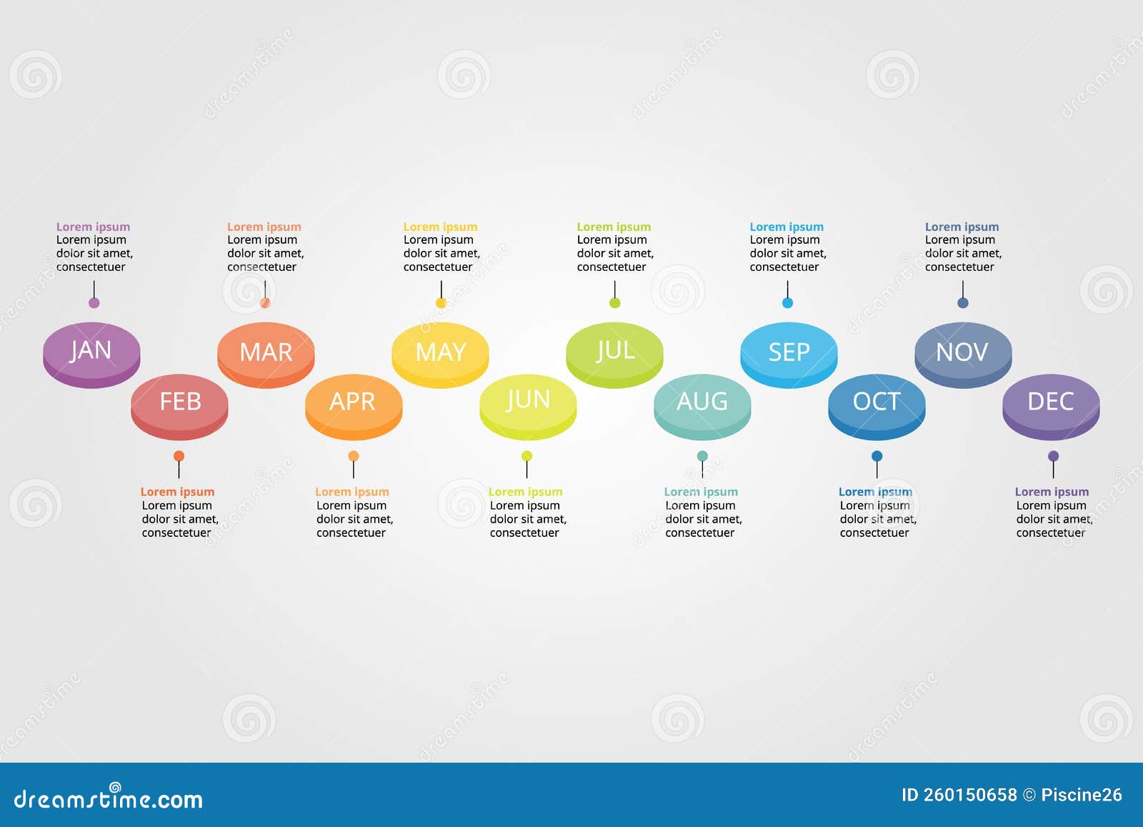 Process Chart Template for Infographic for Presentation for 12 Months ...