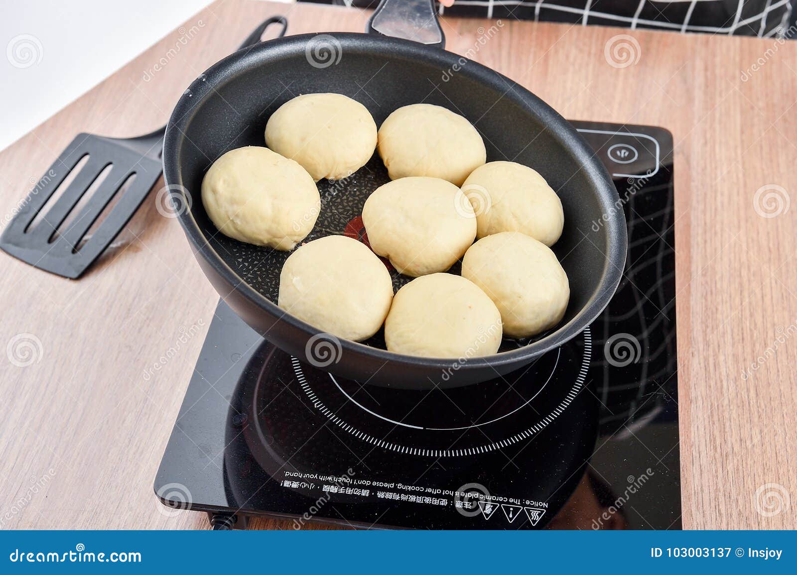 The Process of Chef Cooking Pan-fried Bun Stock Image - Image of food ...