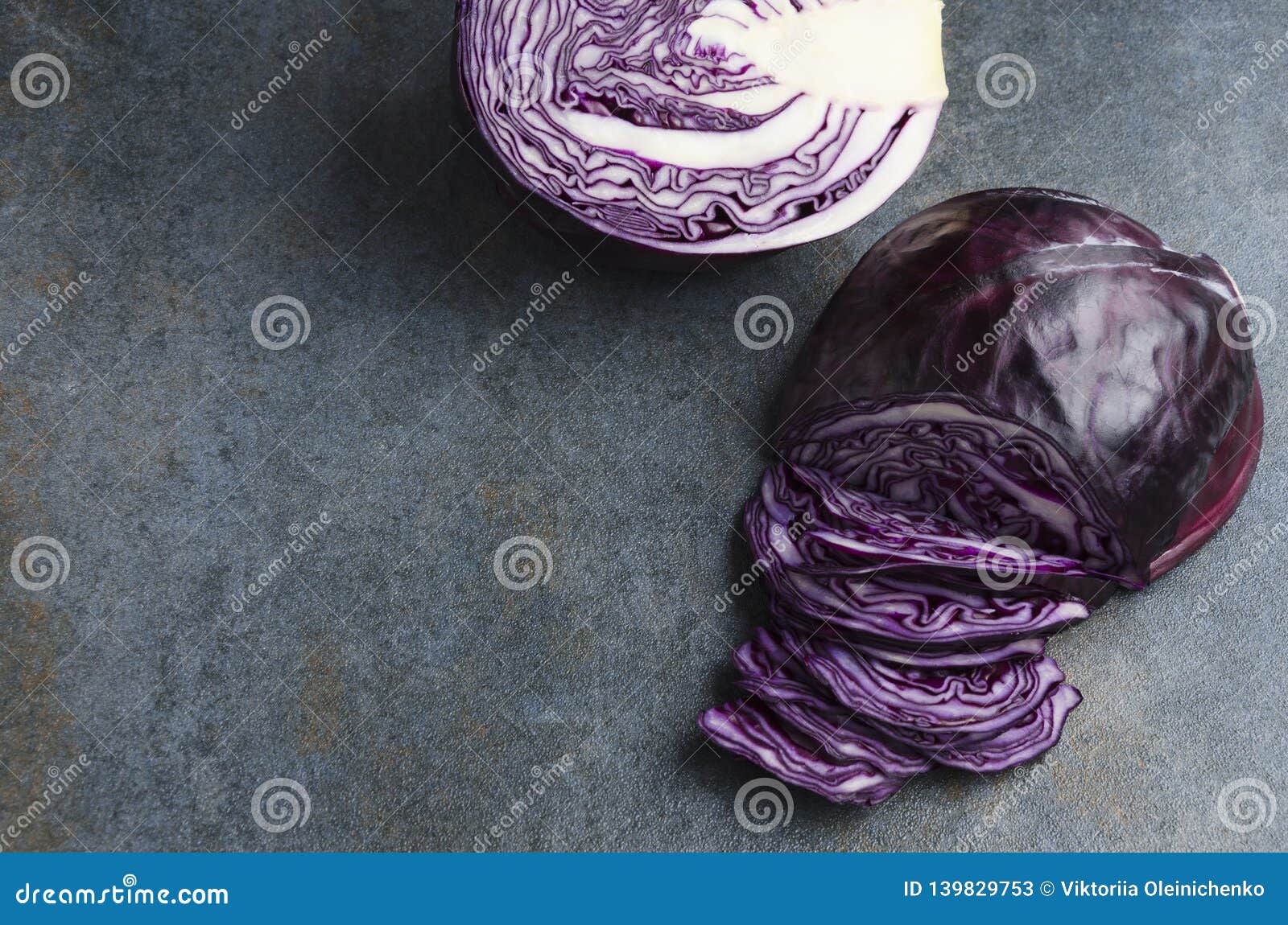 Process of Chop of Red Cabbage on Grey Surface.Slaw Cabbage Stock Image ...