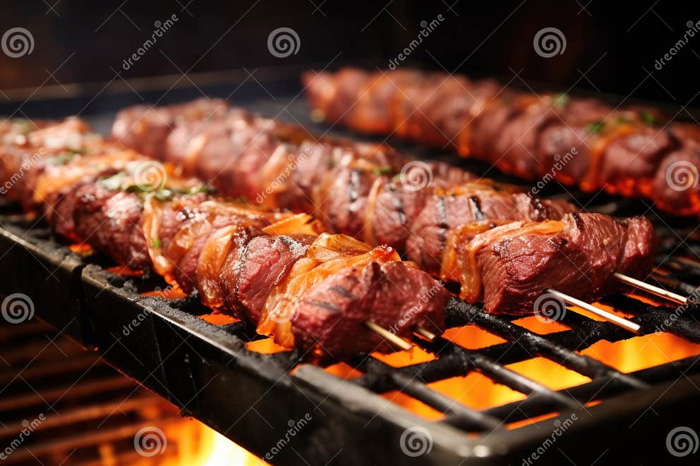 Process of Churrasco Skewering by the Grill Stock Photo - Image of ...