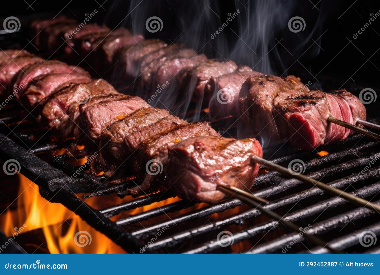 Process of Churrasco Skewering by the Grill Stock Illustration ...