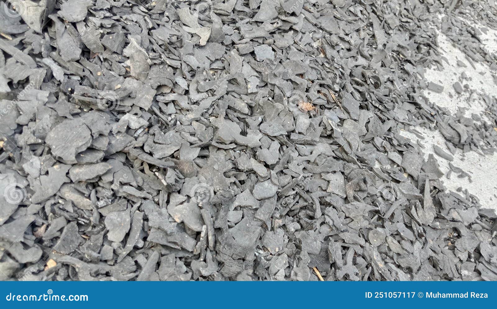 The Process of Cleaning Coconut Shell Charcoal after Burning, before ...