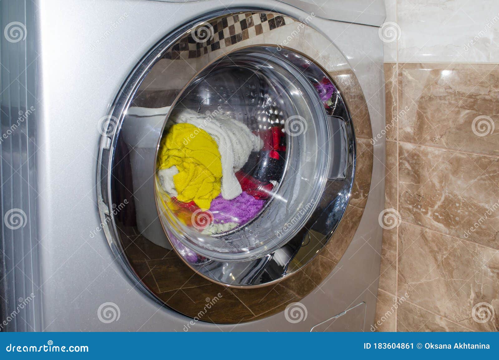 Process of Cleaning Color Cloth in Washing Machine Stock Image - Image ...