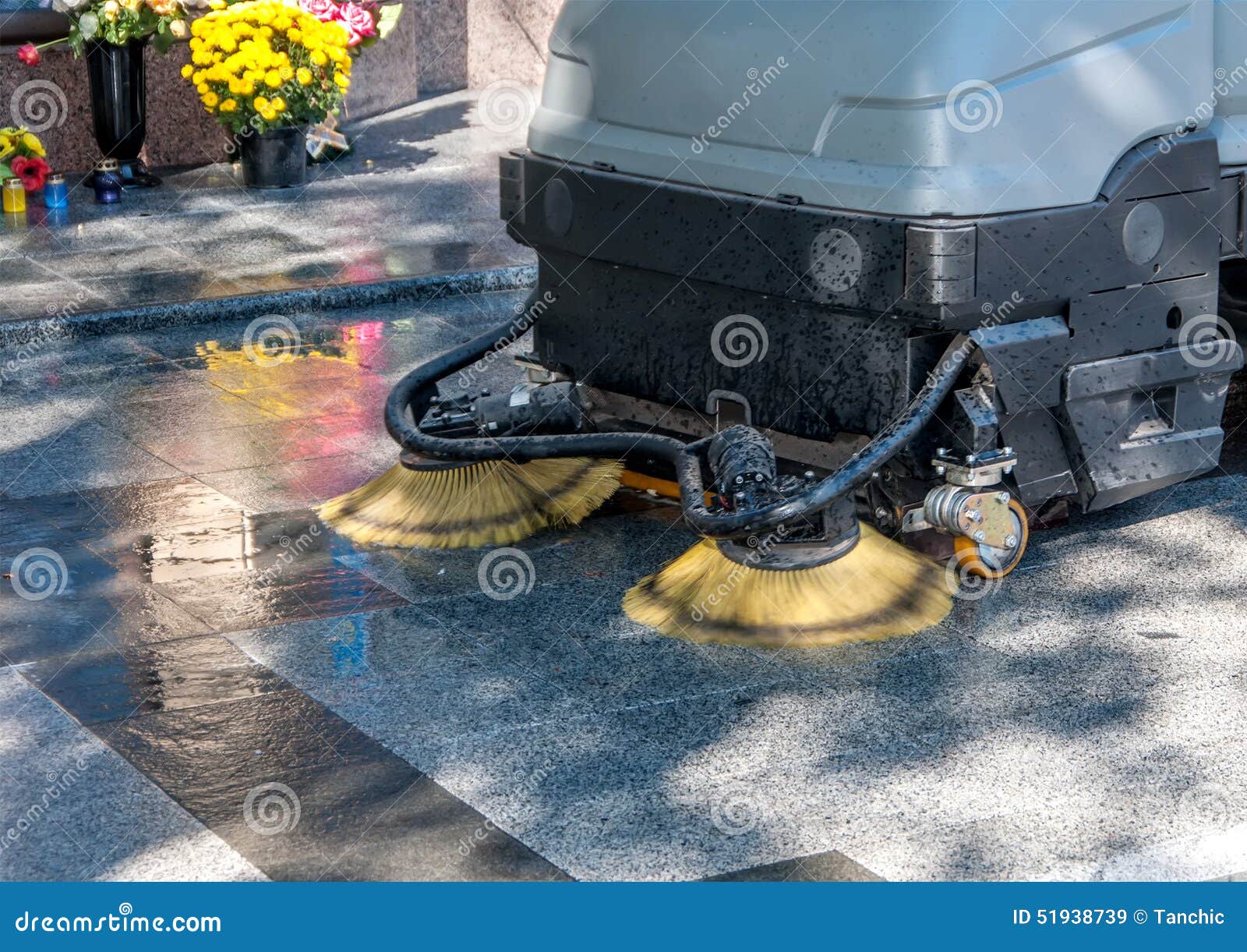 Process of Cleaning Walkways in the Machine Stock Image - Image of dust ...
