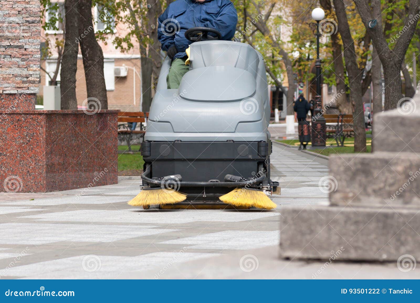 Process of Cleaning Walkways Machine Stock Photo - Image of action ...
