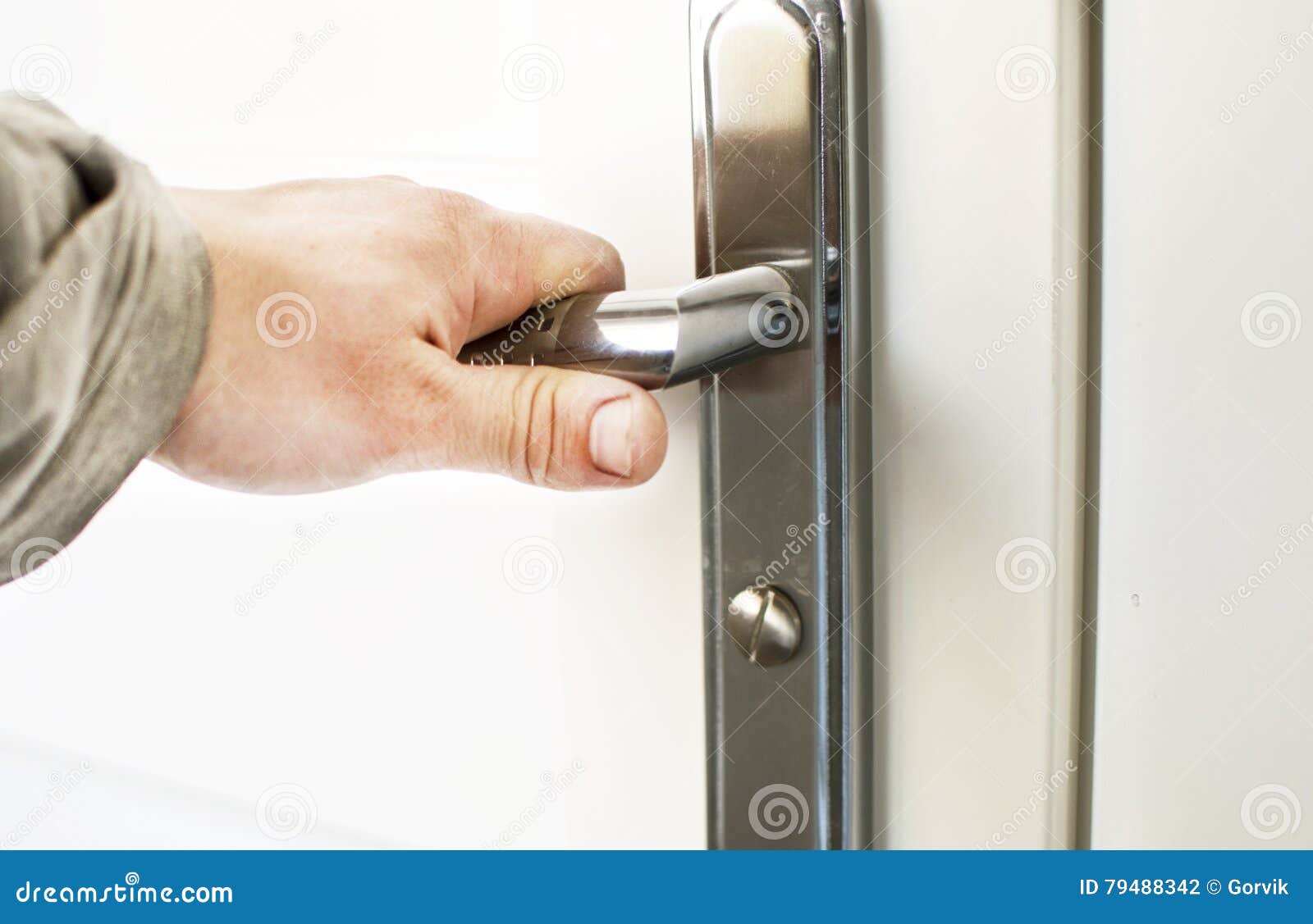 The Process of Clicking on the Handle To Open Stock Photo - Image of ...