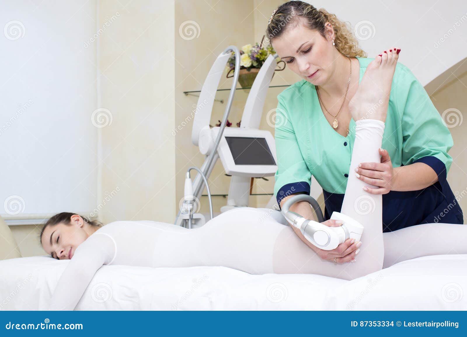 Process at the Clinic Lipomassage Stock Photo - Image of blond, hand ...