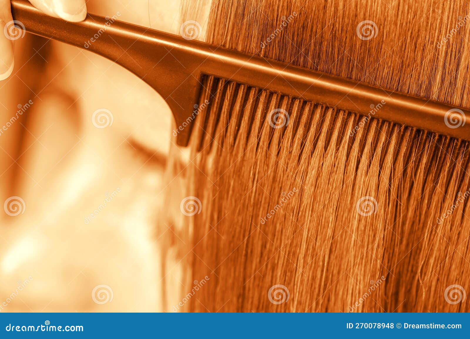 The Process of Combining a Fine Black Comb for Ginger Hair Stock Photo ...
