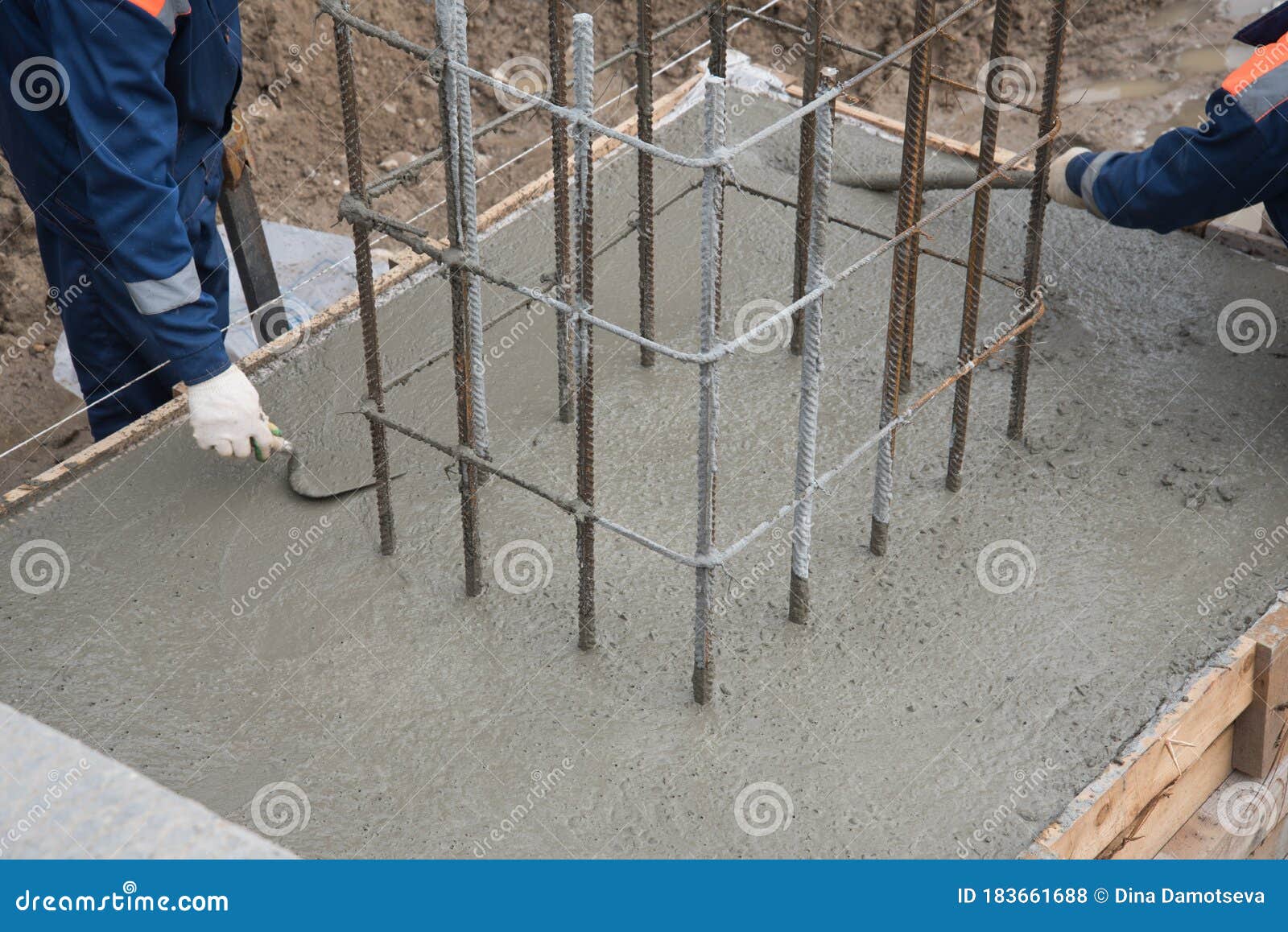 The Process of Compacting and Smoothing Fresh Concrete. Concrete is ...