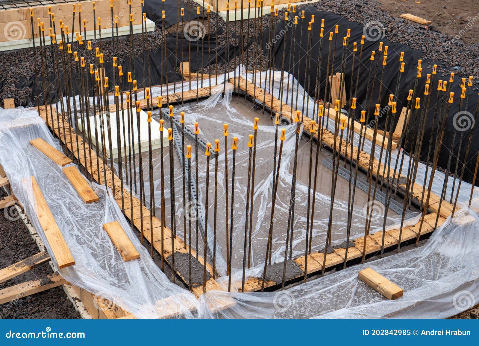 Process of Concreting the Base of the New Building Stock Image - Image ...