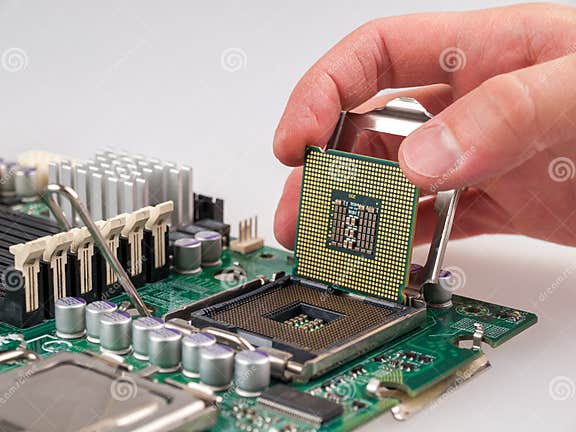 The Process of Connecting the CPU To the Processor Socket on a Modern Computer Motherboard ...