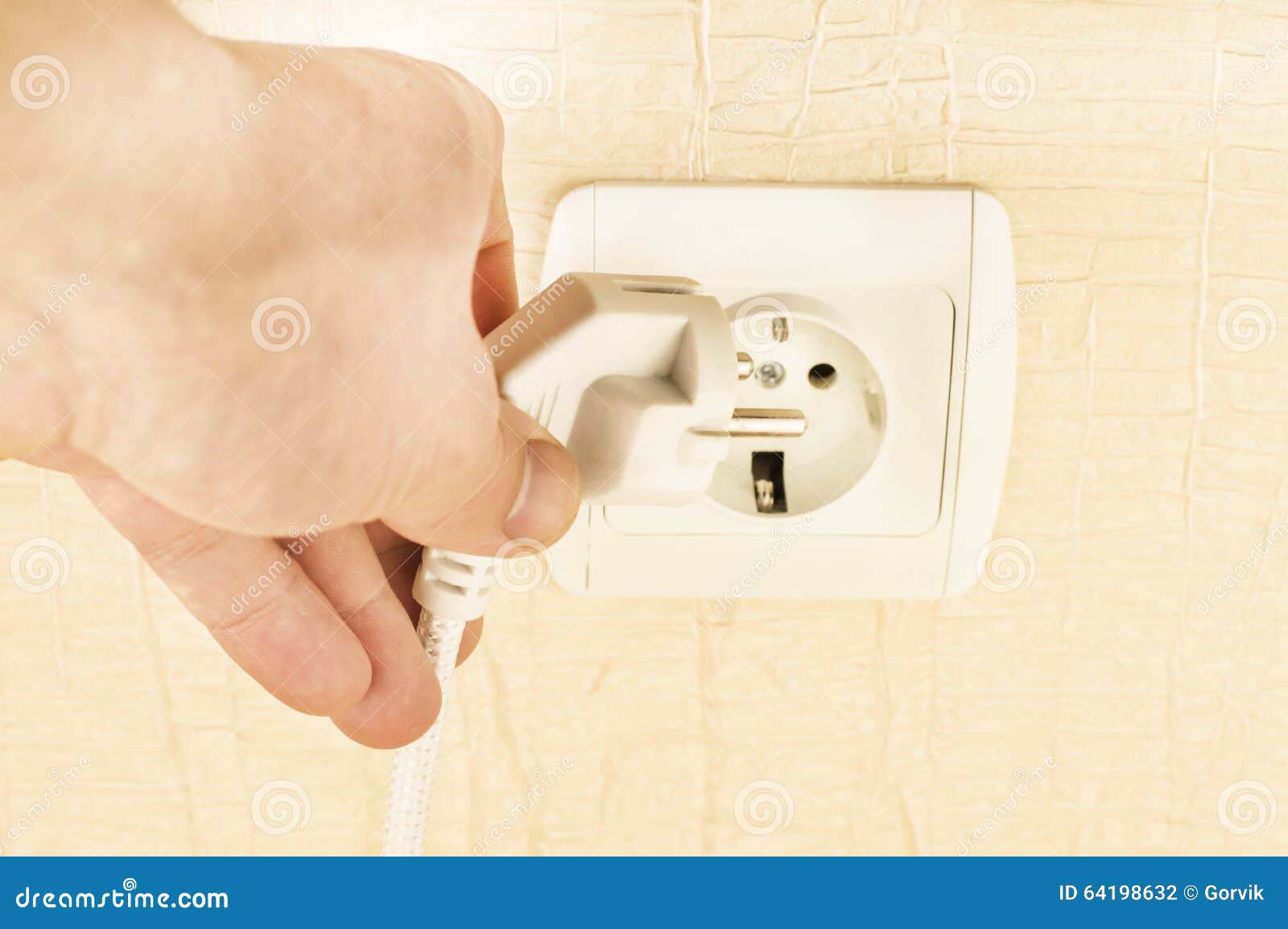 The Process of Connecting the White Plug into the Socket Stock Photo ...