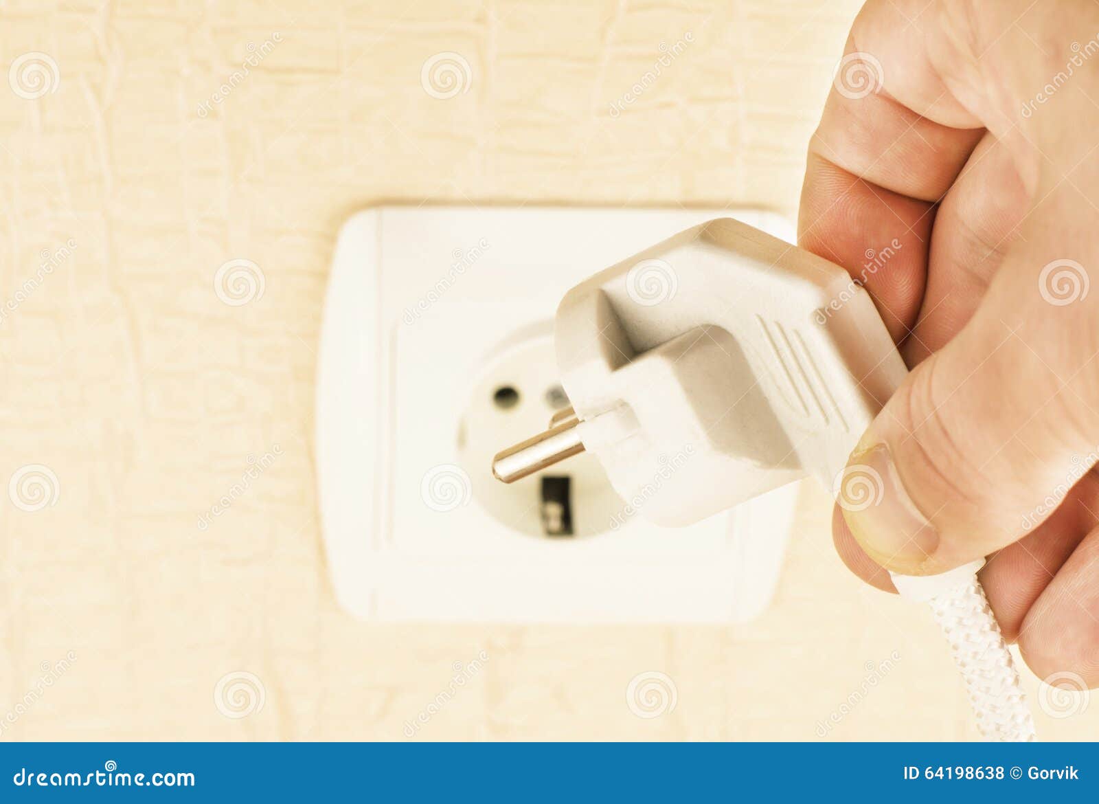 The Process of Connecting the White Plug into the Socket Stock Photo ...