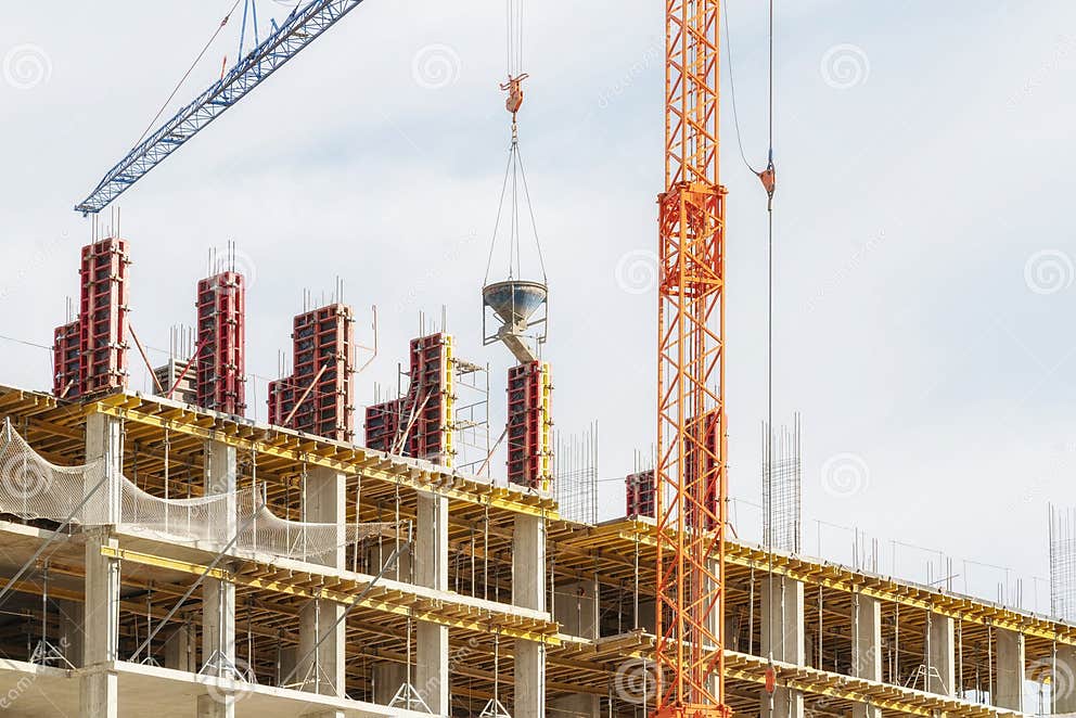 Process of the Construction of a High-rise Building Stock Photo - Image ...