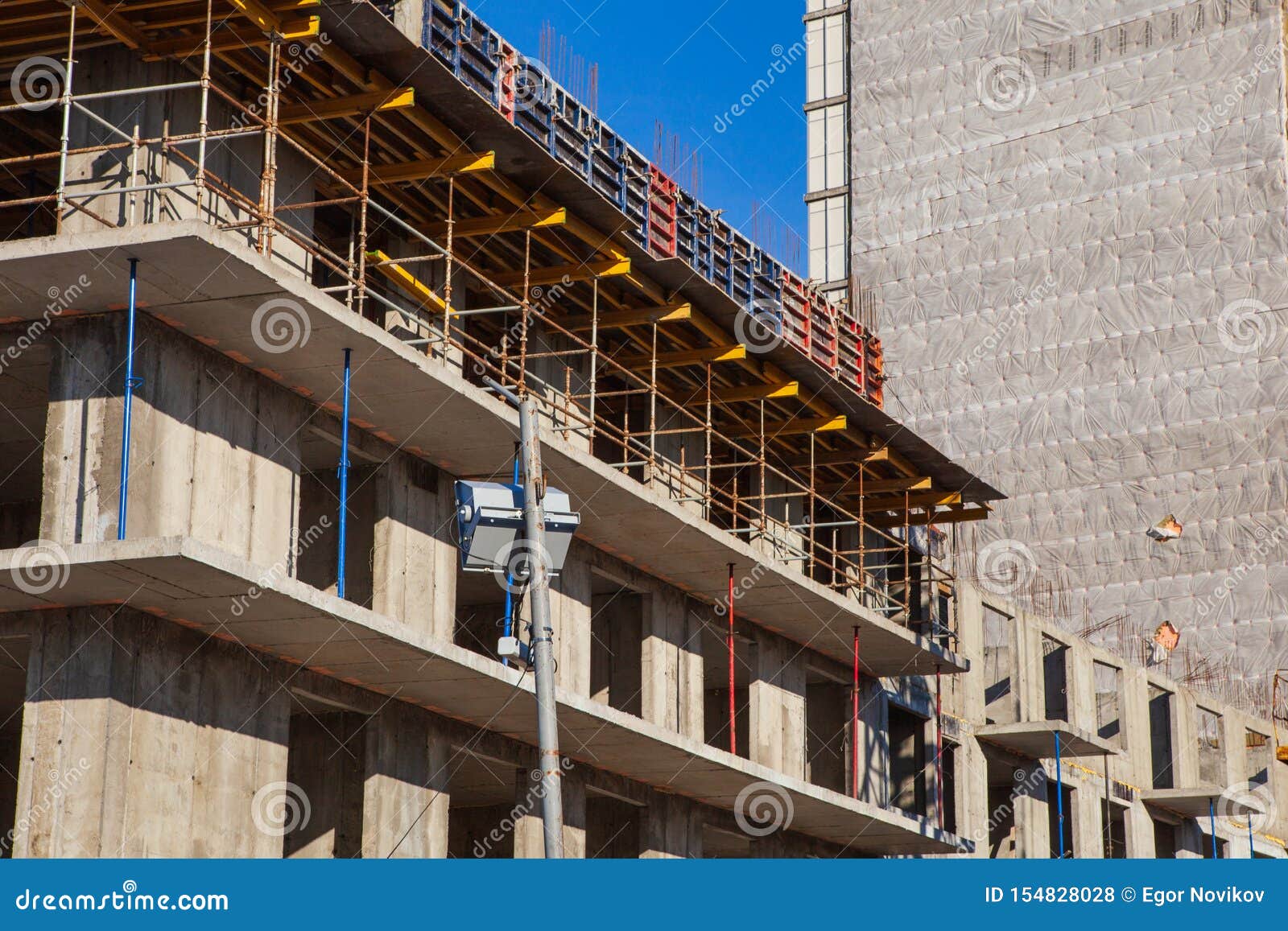 The Process of Construction of Multistory Monolithic Building. Concrete ...